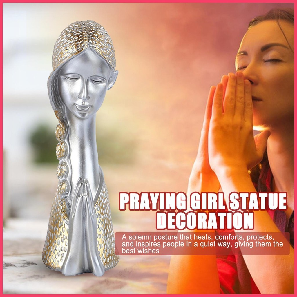 Prayer Statue Resin Girl Statue Collectible Figurine Half Body Statue ...