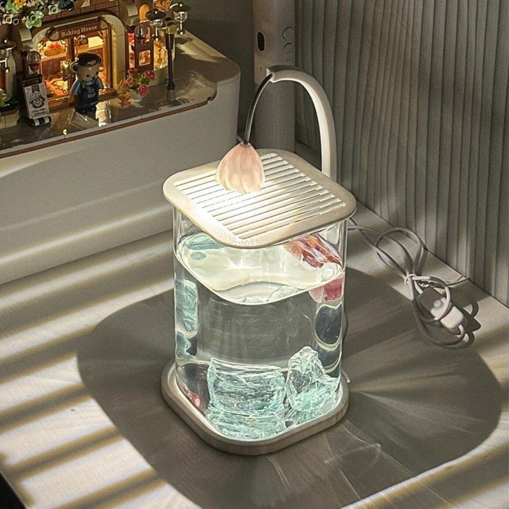 2 in 1 Glass Fish Tank Fashion Aquarium Betta Fish Night Light High ...