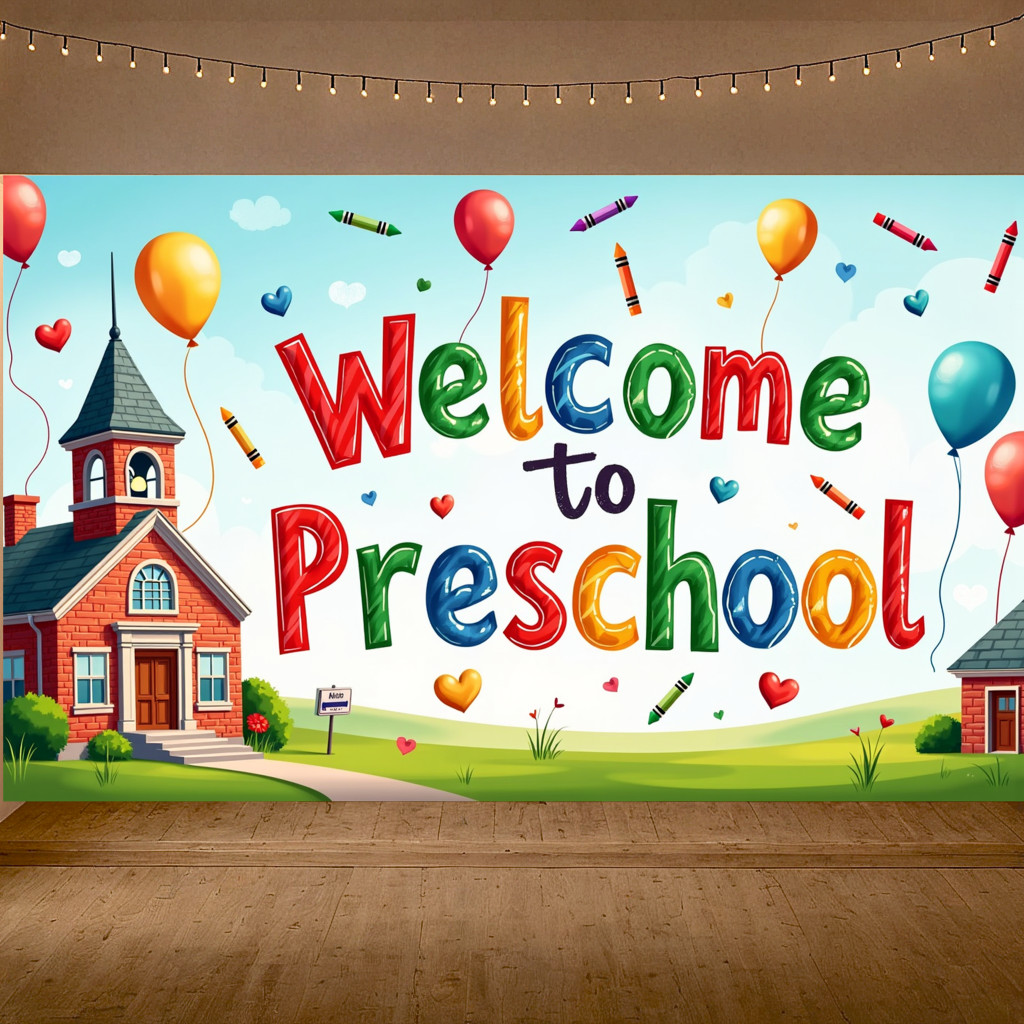 Welcome Preschool Banner Colorful Backdrop for Kids Classroom School ...