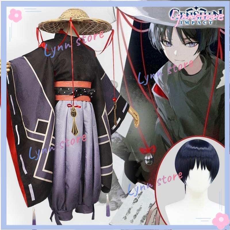 Genshin Impact Scaramouche Cosplay Costume Uniforms+Wig+Hat Suits ...