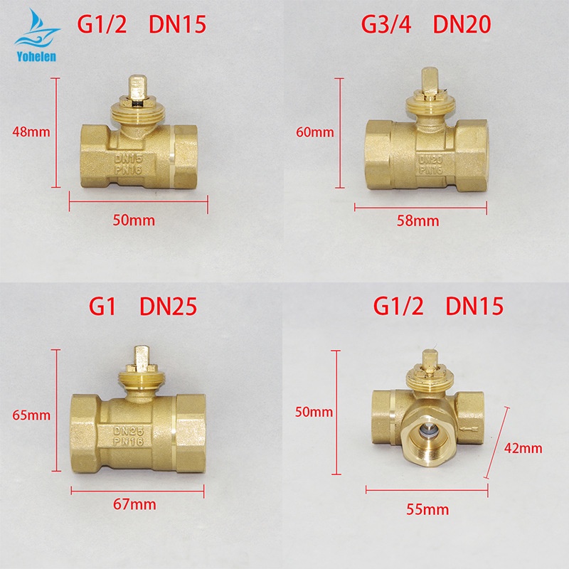 Brass Motorized Ball Valve 3-Wire Two Control Electric Actuator AC220V 3 Ways /2 Way DN15 DN20 ...