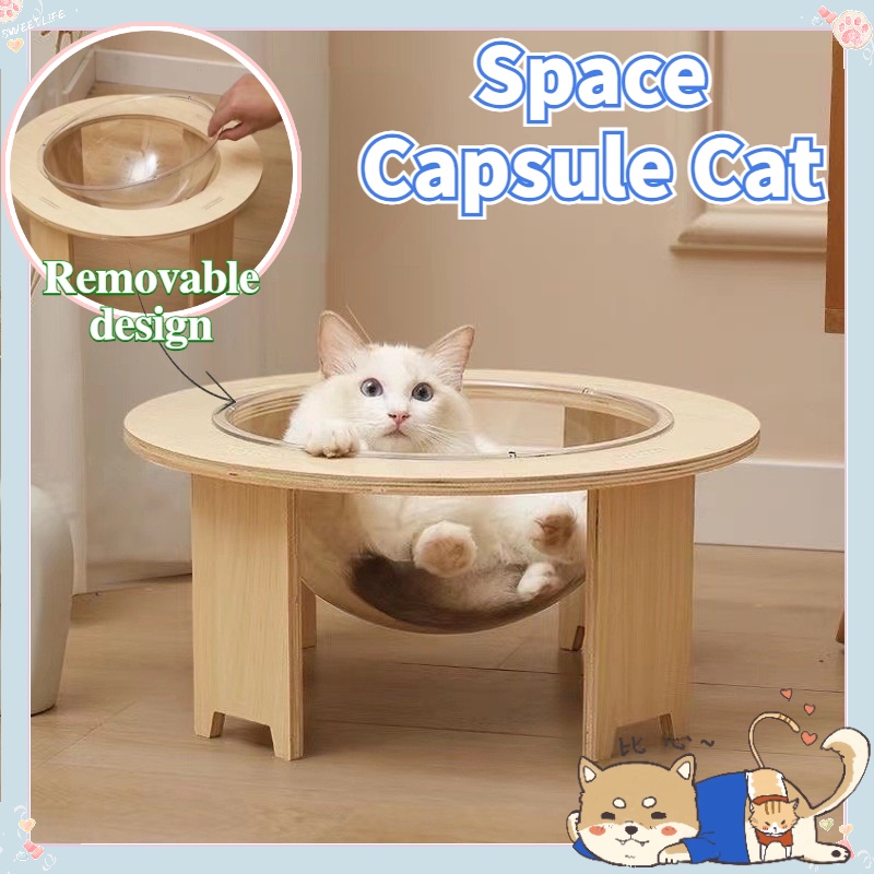 Space Capsule Cat Nest Semi Transparent Enclosed Style Pet Bed Cat ...