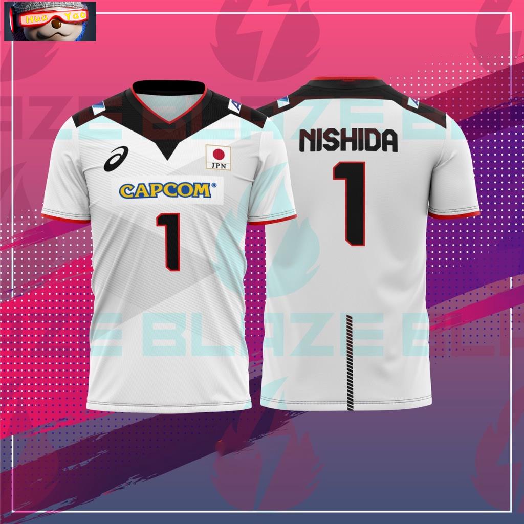 WHITE Japan CAPCOM Men's Volleyball Team FULL SUBLIMATION Volleyball ...