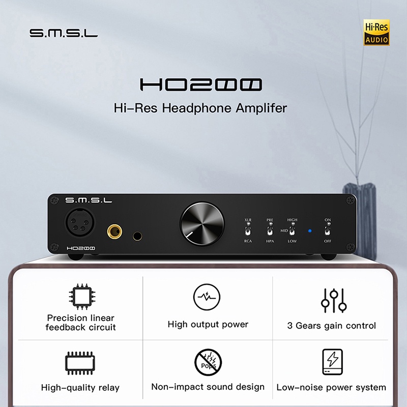 SMSL HO200 HiRes Headphone Amplifier 16ohm 6W/32ohm 3W RCA PRE Output ...