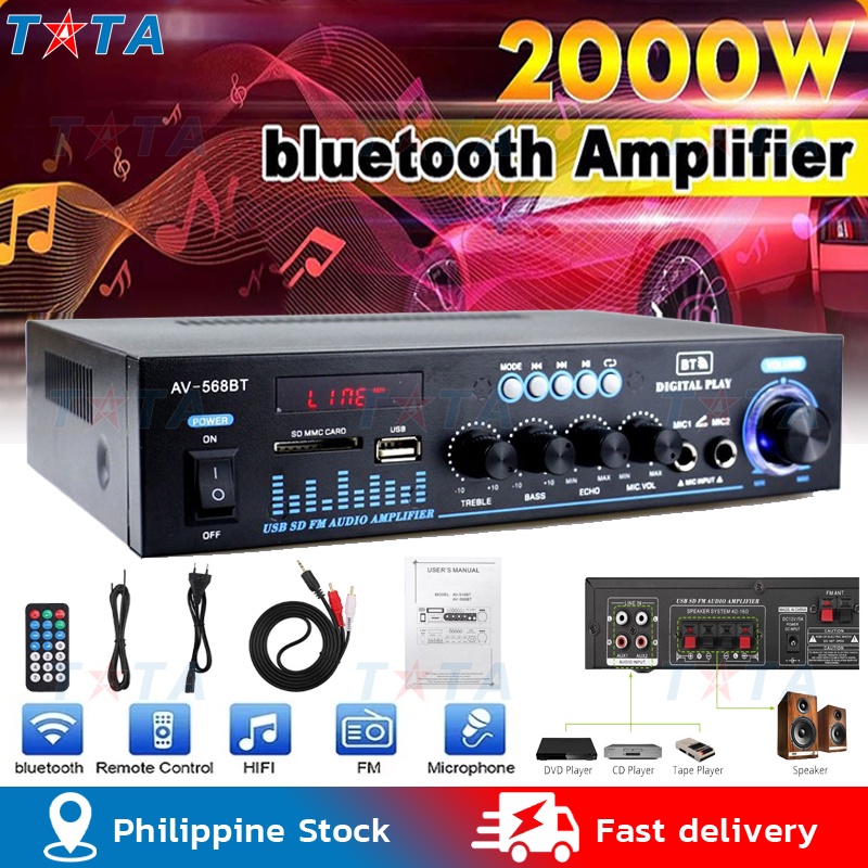 2000W 220V 12V 2channel D-level HIFI Bluetooth power amplifier car/MP3 ...