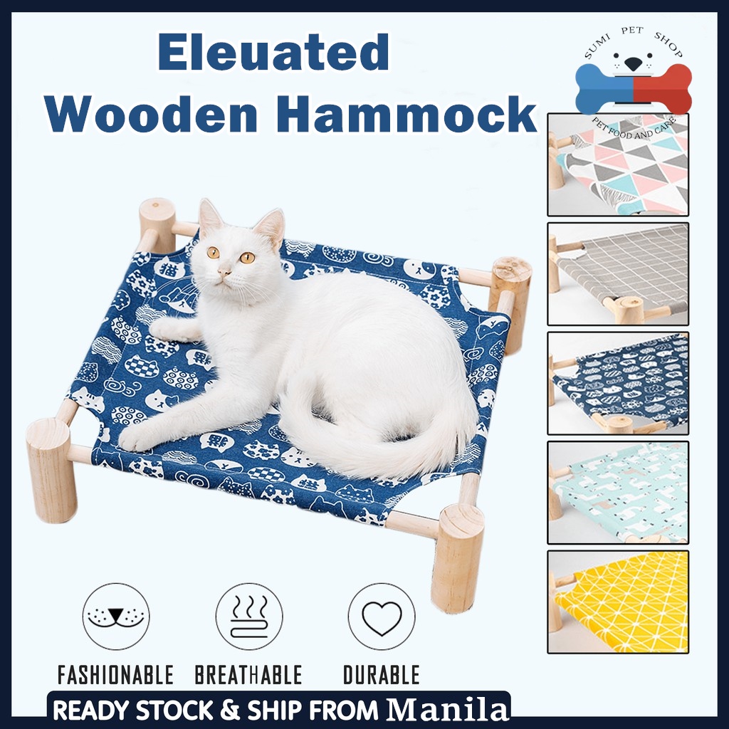 Cat Bed Wood Portable Dog Bed Washable Cat Hammock Detachable Pet ...