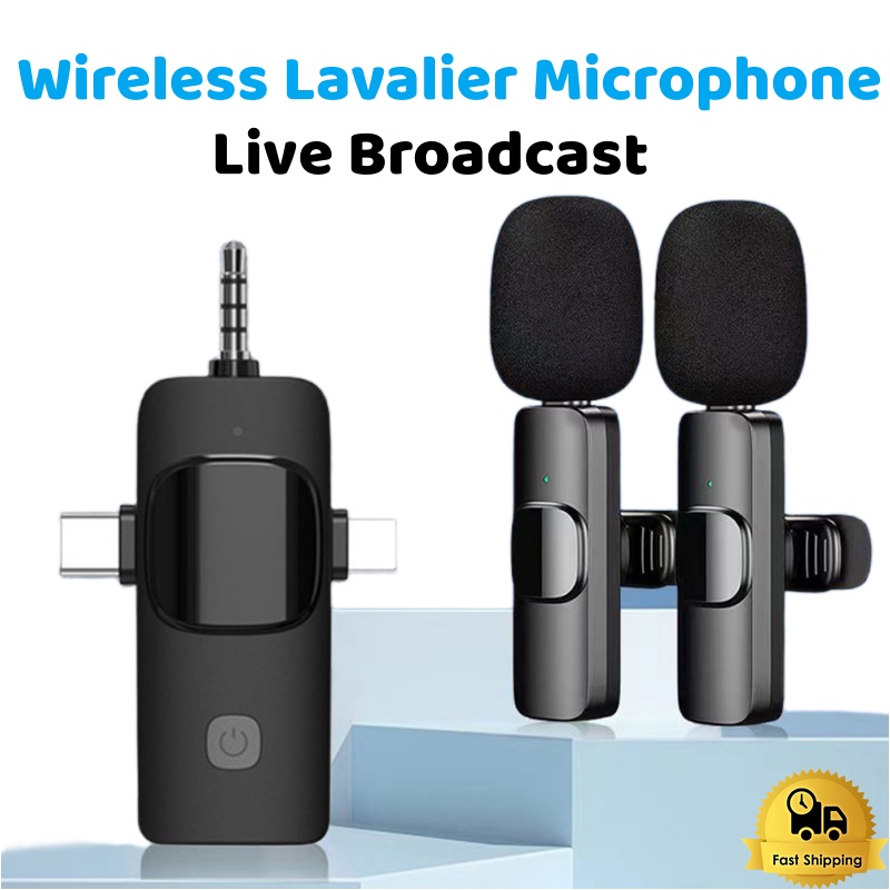 Wireless Lavalier Microphone Portable Lapel Microphones Set Plug Play ...