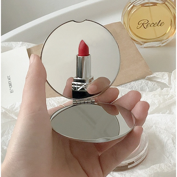 Round Foldable Metal Compact Mirror Vintage Alloy Compact Portable ...