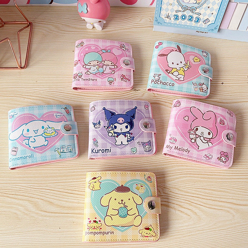 Sanrio Kawaii Cinnamoroll Wallet Kuromi Melody Cartoon Cute PU Short ...