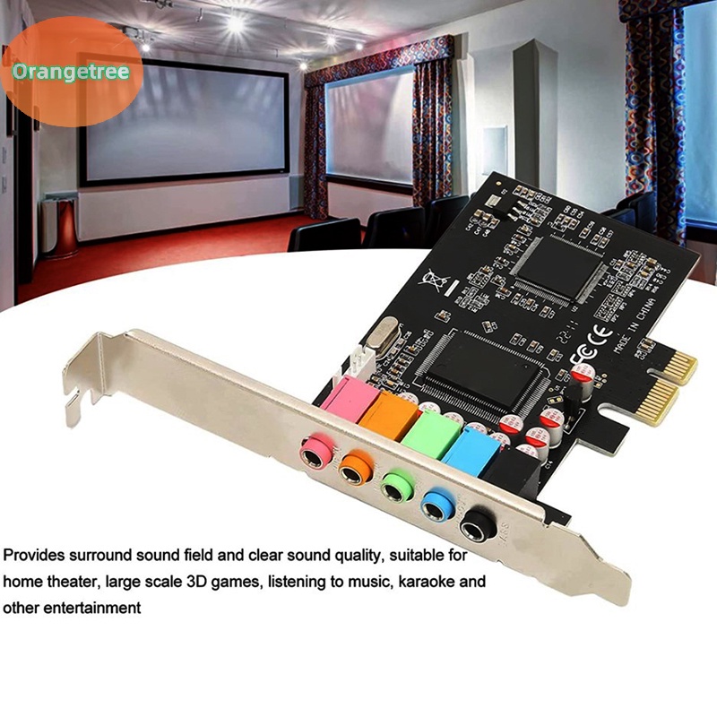 OrangeTree PCI-E 5.1 Sound Card Computer PCIE 5.1 Channel 3D Audio 6 ...