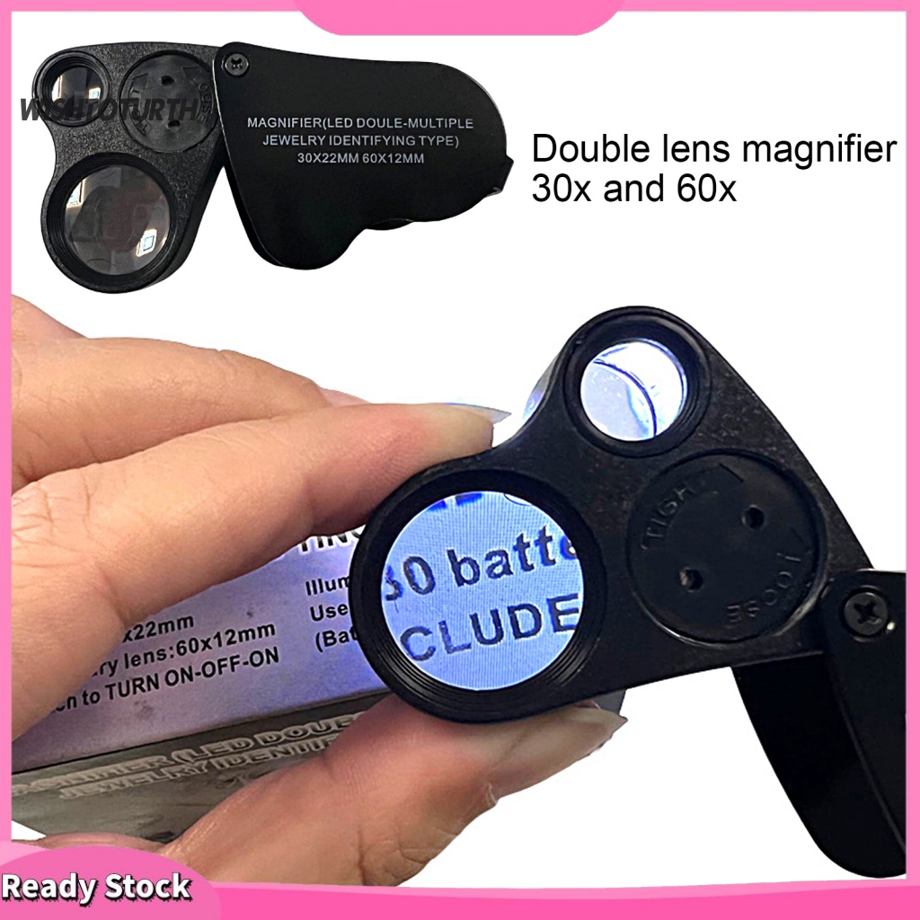 WT| 1 Set LED Magnifier Folding Dual Lens High Magnification Ergonomics ...