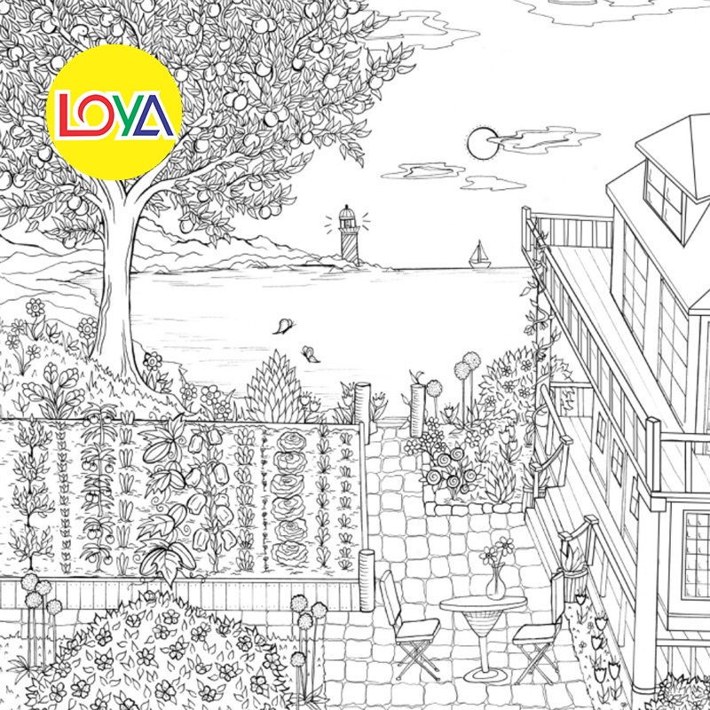 Beautiful landscape - Set of 10 A4 A5 Coloring Pages for Wax and Pencil ...