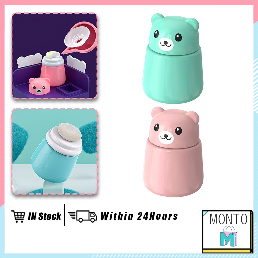 Portable Cartoon Bear Puff Empty Box Cute Powder Puff Case Body Powder ...