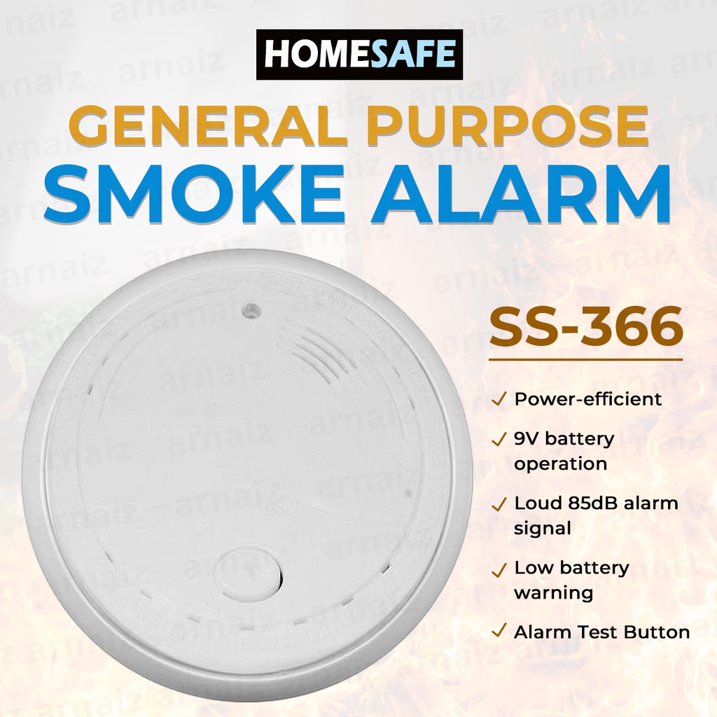 LQD HomeSafe SS-366 General Purpose Smoke Alarm 9V Garvan Heat Smoke Detector 9 Volts | Shopee ...