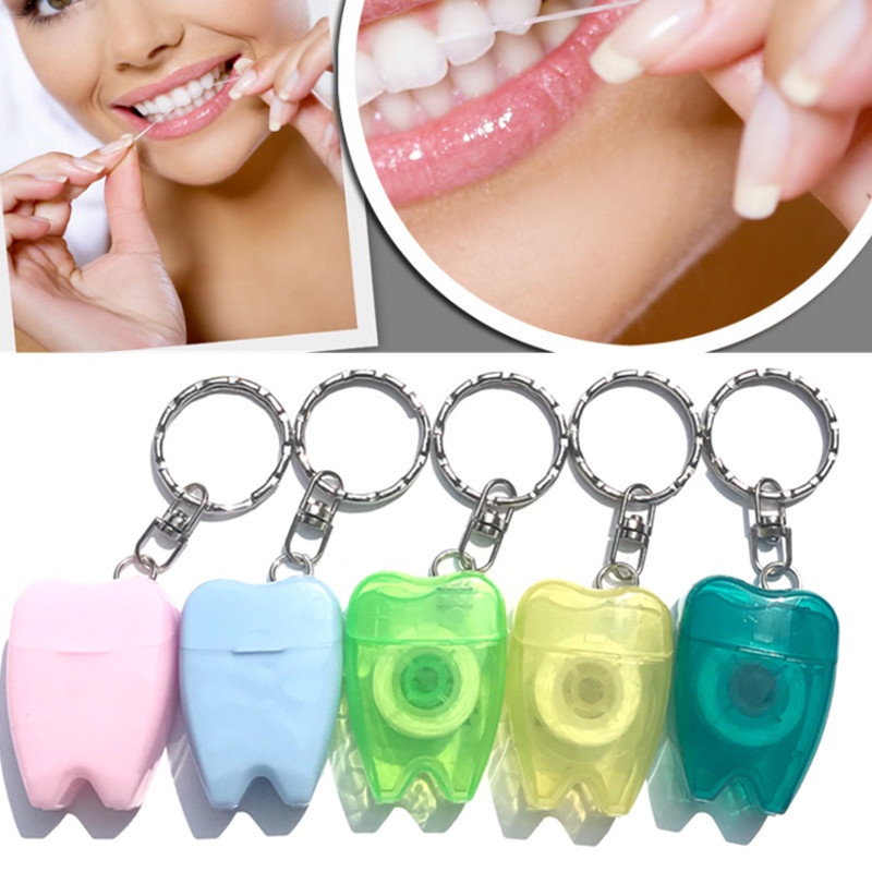 Dental Floss Tooth Shape Keychain Dental Floss for Gum Care Teeth ...