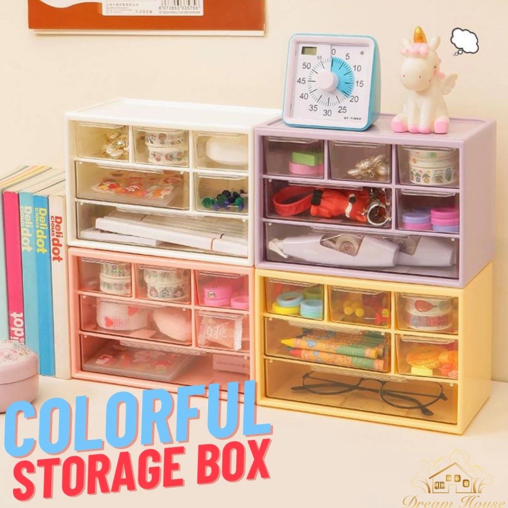 6 Grid Desk Box Small Parts Desk Drawer Stackable Desktop Organizer ...