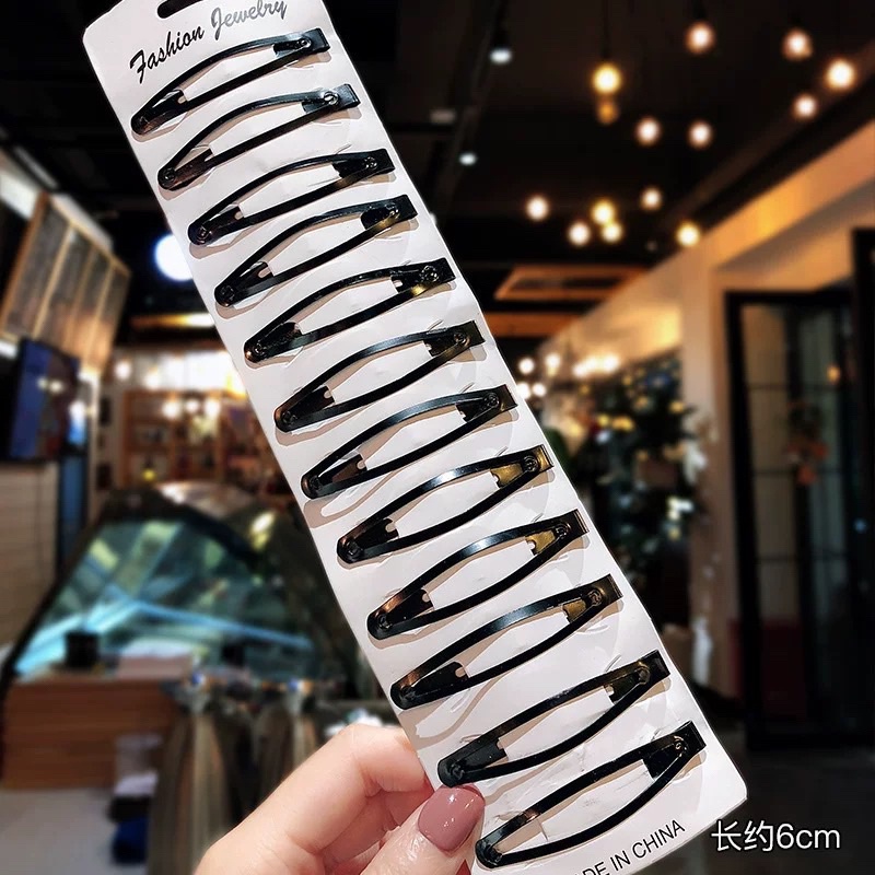 12PCS/SET Fashion Black Barrette Women's Suit Hairpin Black Hair Clip ...