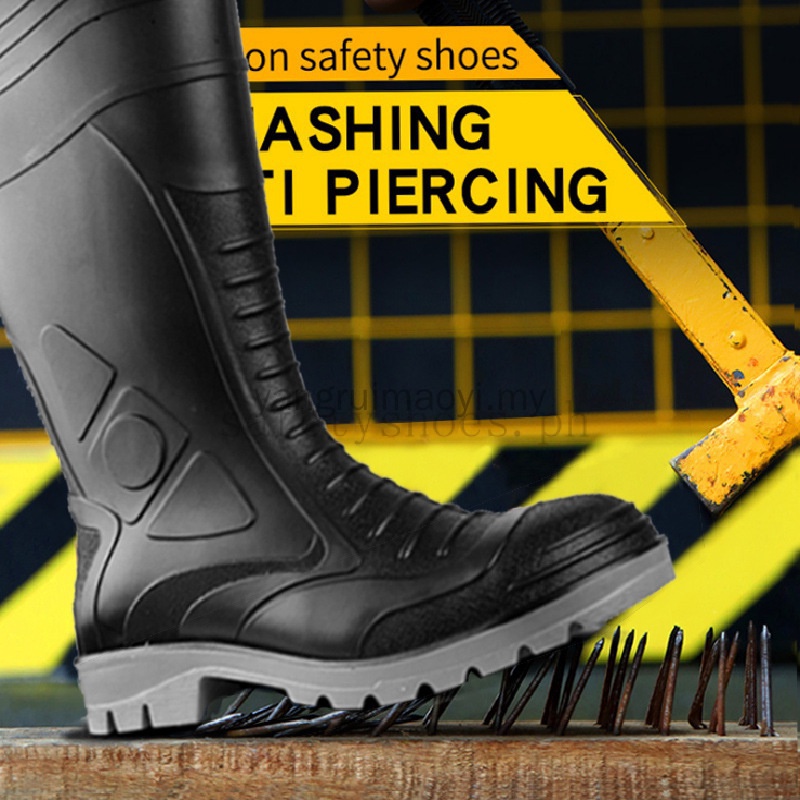 High-Cut Safety Boot Shoes Steel Toe Cap & Steel Bottom Men Waterproof ...
