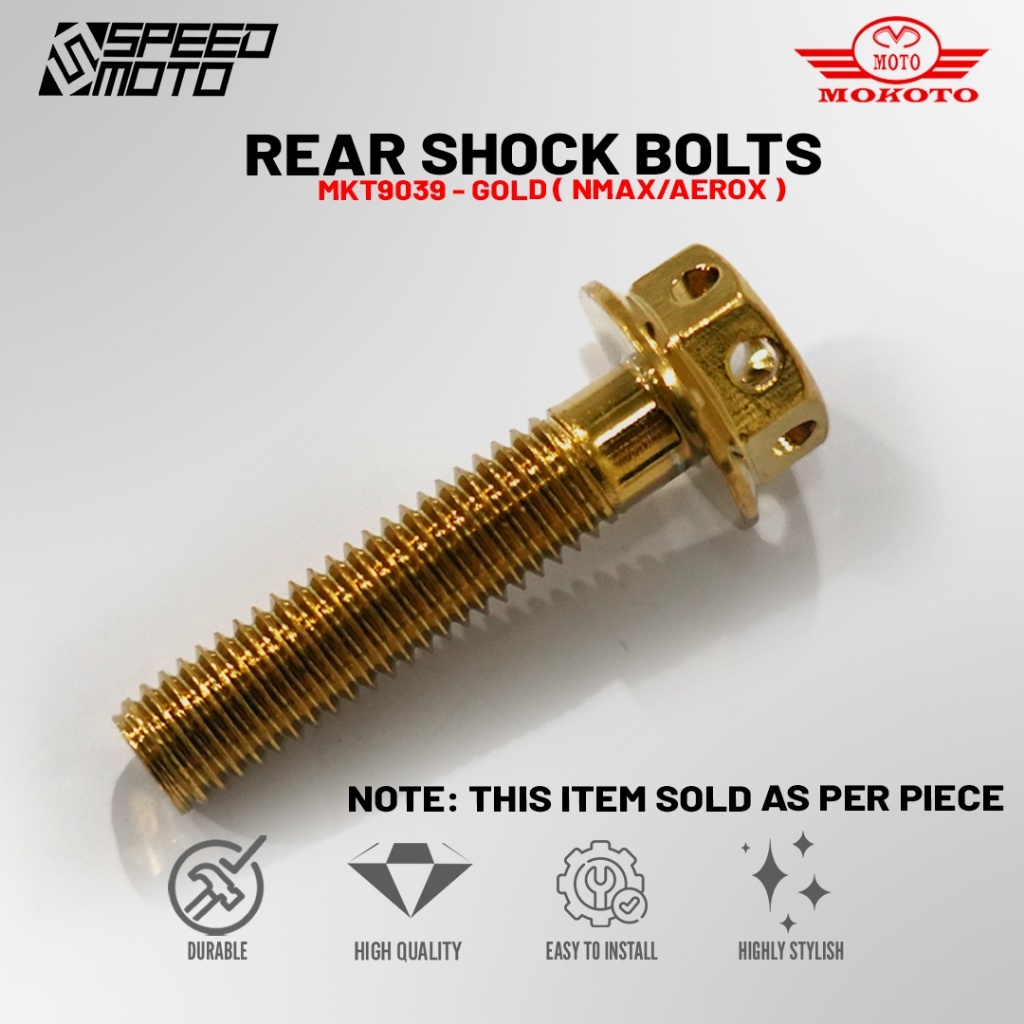 MOKOTO YAMAHA NMAX AND AEROX GOLD PLATED REAR SHOCK BOLTS FOR YAMAHA ...