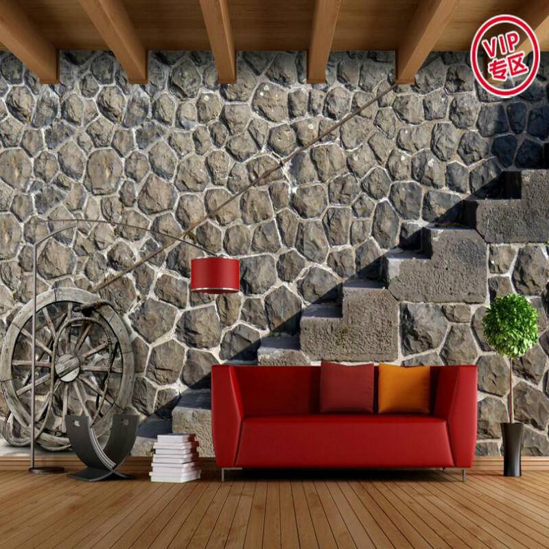 Custom 3D Retro Nostalgia Brick Wall Painting Wallpaper Mural for ...