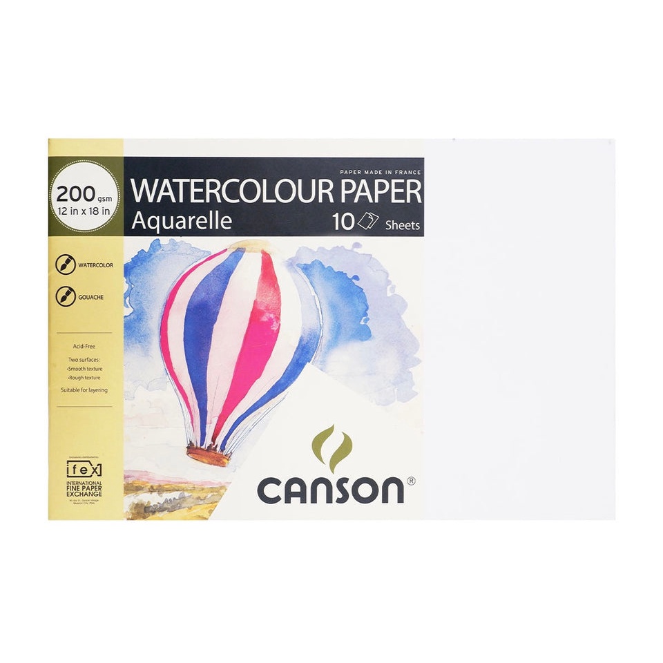Canson Watercolor Paper ( WC Paper ) 200gsm/12x18 or 9x12/10sh | Shopee ...