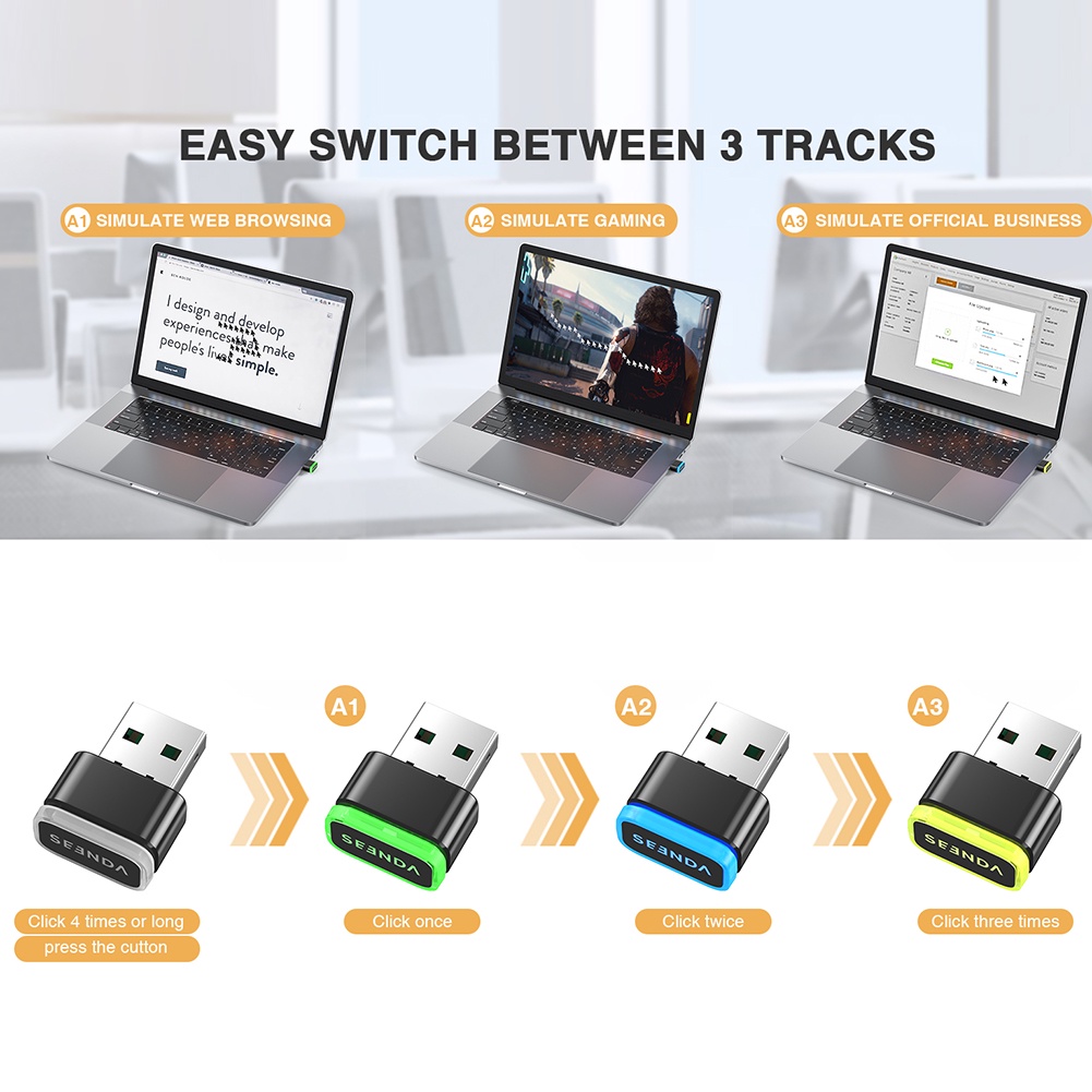 DK16 Automatic Mouse Mover Jiggler PC Wiggler Undetectable USB For ...
