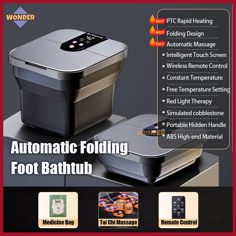 Electric Foot Bath Massager Automatic Heating Foldable Foot Spa Bubble 2887