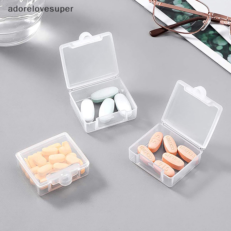 AD1PH 3pcs Mini Square Transparent Plastic Small Boxes Pill Jewelry ...