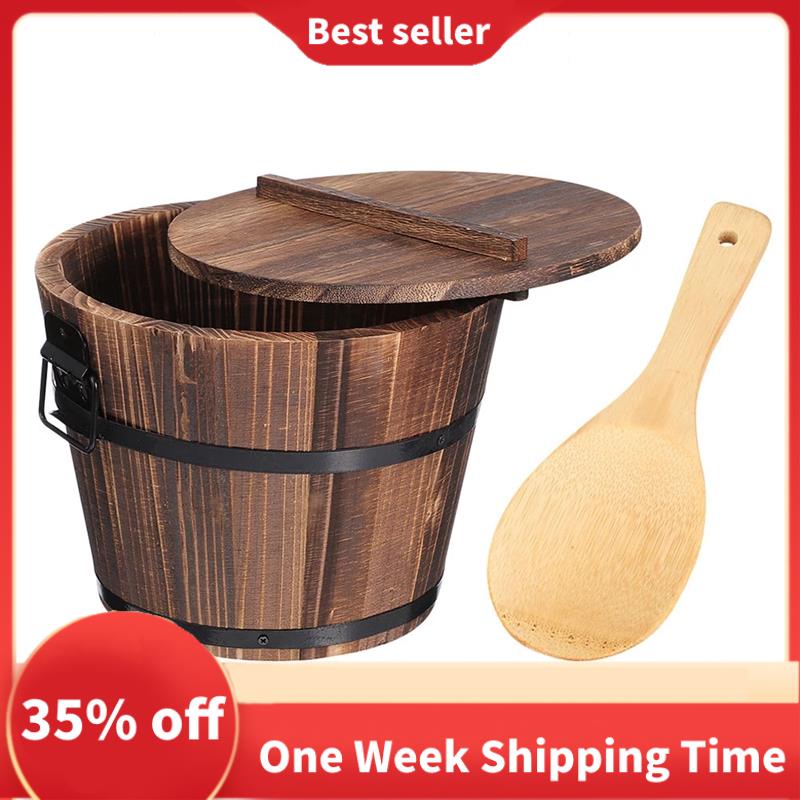 R9 Wooden Rice Bucket Korean Bibimbap Bucket Japanese Cuisine Sushi ...