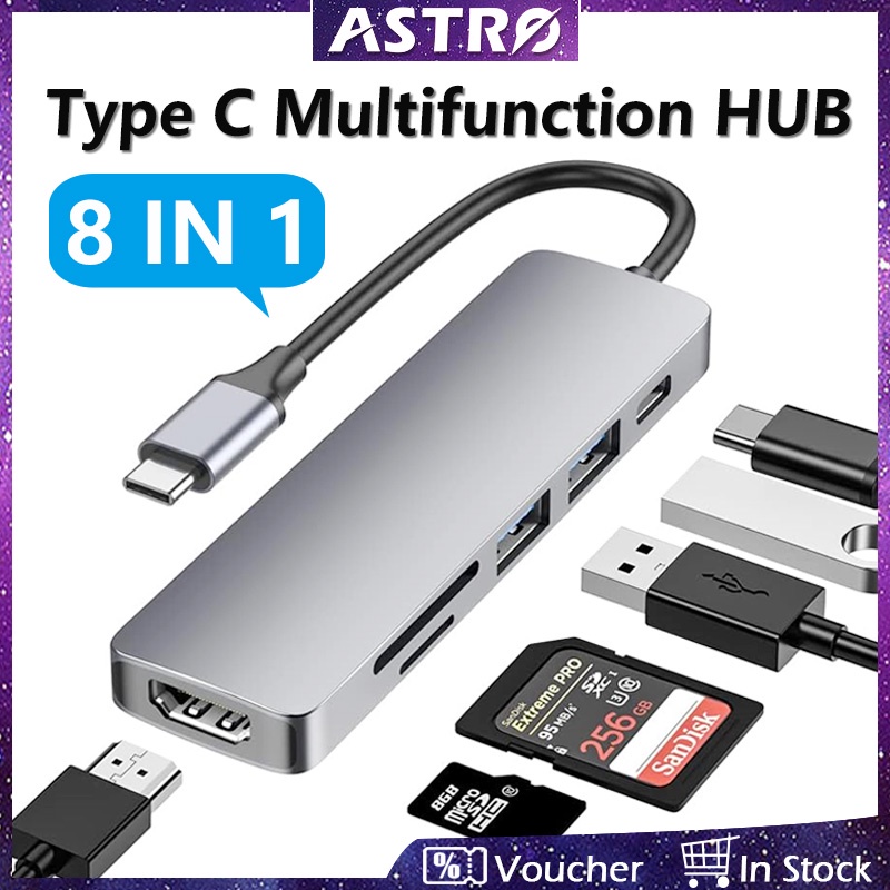 ASTRO 6 IN 1 USB C Hub with 4k HDMI+Fast Charging Port+SD/TF Reader+USB ...