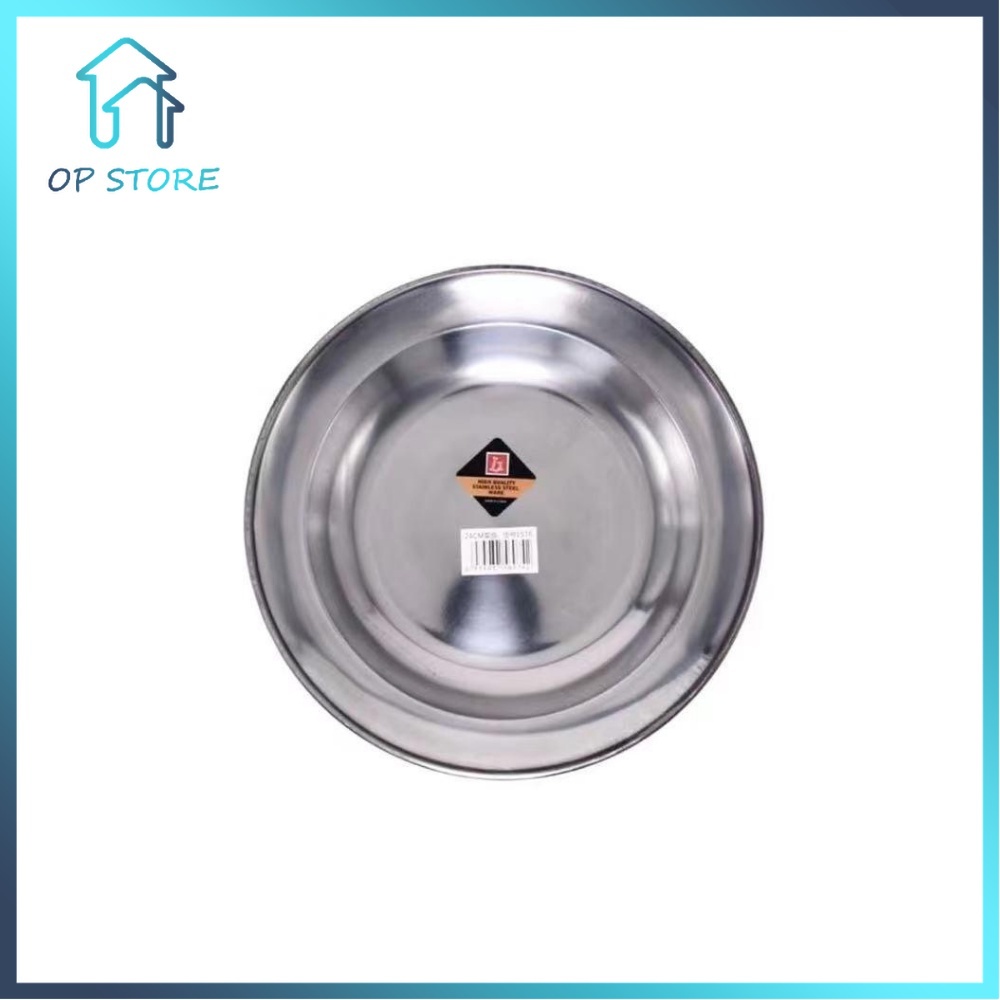 Silver Dinner Plate Round Stainless Steel Plate Reusable Picnic Dinner ...