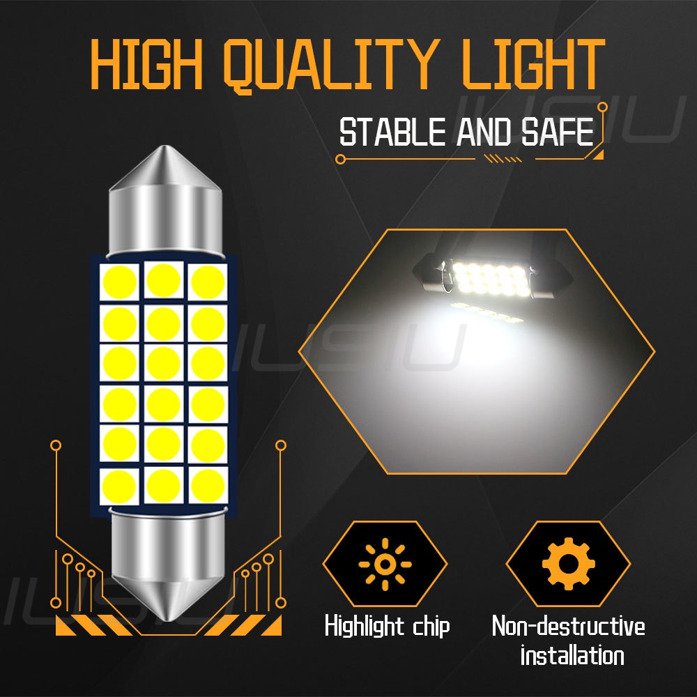 IUSIU NEW Bright Car Ceiling Interior Dome Light Festoon 31mm White Crystal Blue Ice Pink 36mm ...