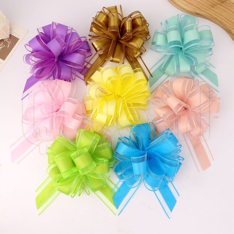 Double-Layer Snow Yarn Pull Flower Ribbons Bow / Hand Pulling Flower ...