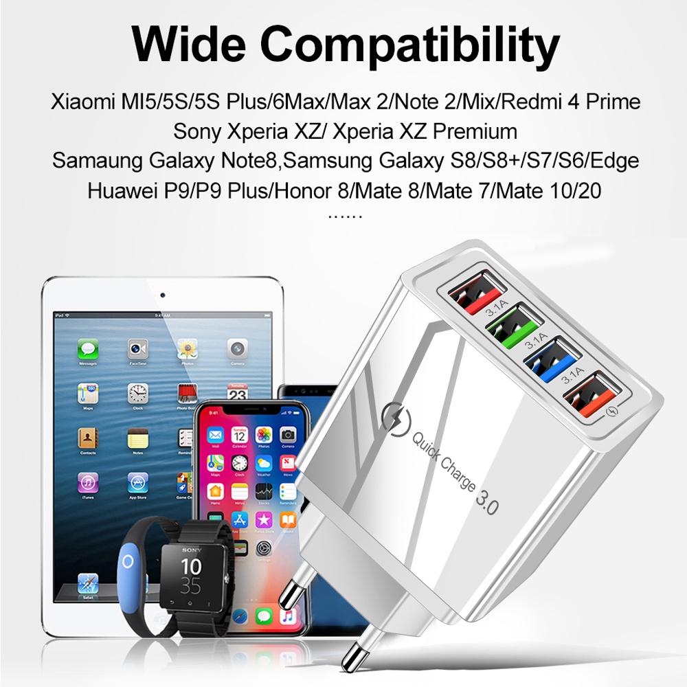 USB Quick Mobile Phone Charger Adapter 4 Usb Port Charger Travel ...