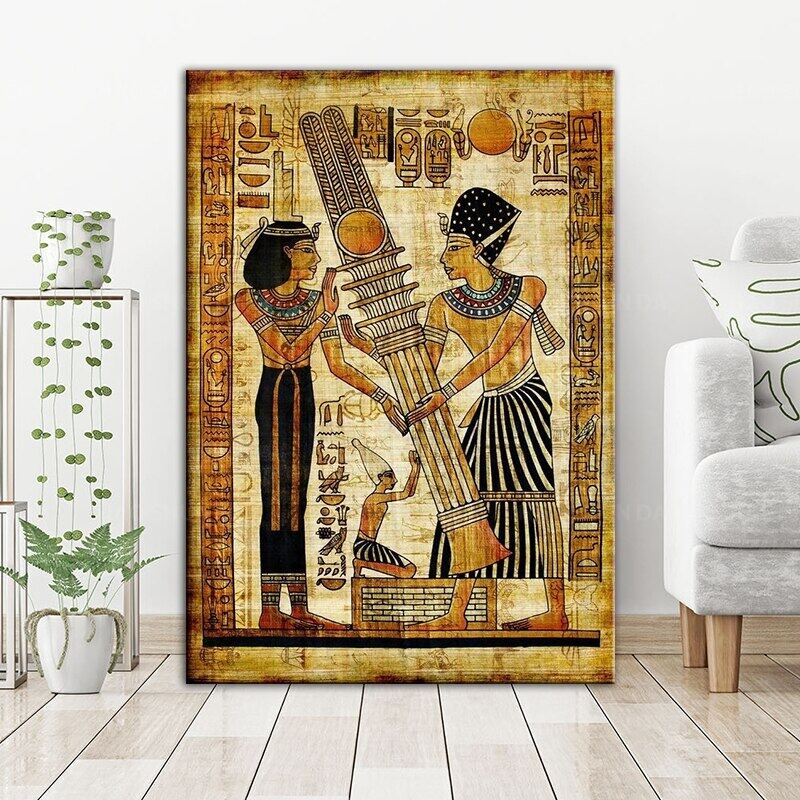 Ancient Egyptian Papyrus Hieroglyphics Illustration Cool Wall Decor Art ...