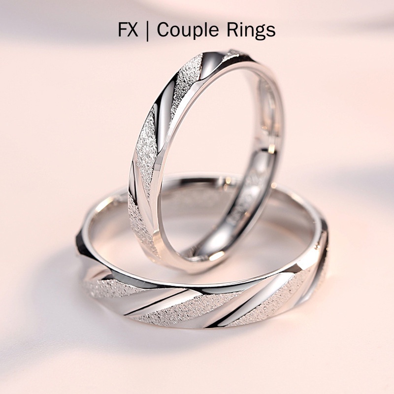 FX | Couple Rings Dating Ring Adjustable with Gift Box Frosted Thread ...