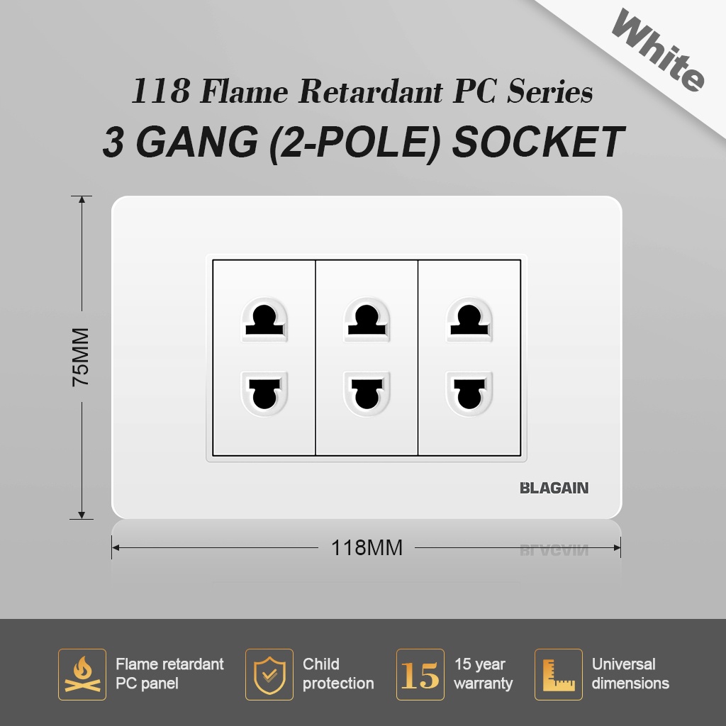 Blagain Super Wide Series 1, 2, 3 Gang Outlet For Wall | Shopee Philippines