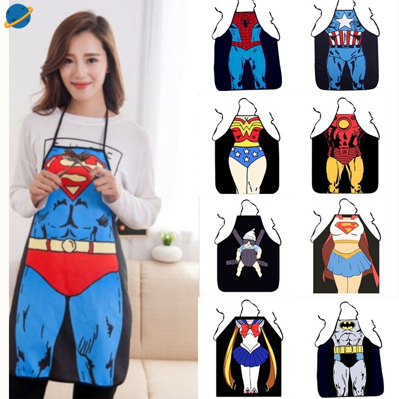 【yrshop】Women Men Waterproof Kitchen Bib Aprons Superhero Costume ...