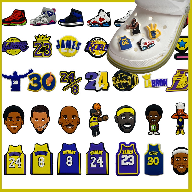 Crocs Jibbitz NBA Professional Star Basketball DIY Shoes Charm Button ...
