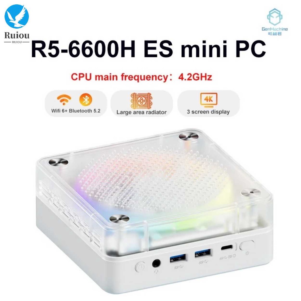 Genmachine AMD Ryzen 5 6600H ES Mini PC Windows 11 Pro WiFi6 BT5.2 DDR5 ...