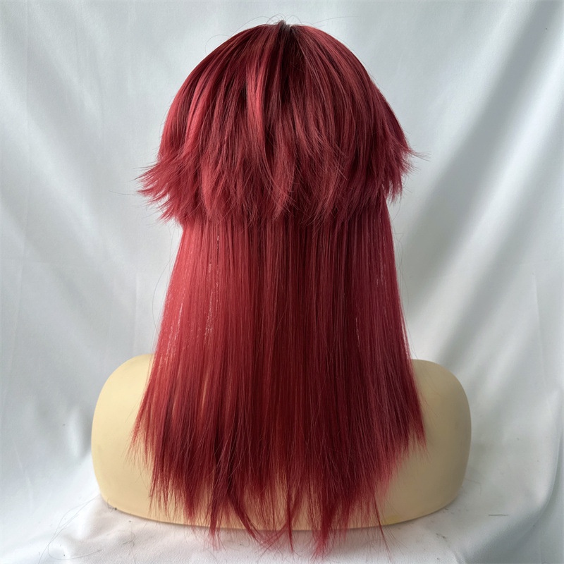 Wig boys red long hair personality trailing mullet head Japanese ...