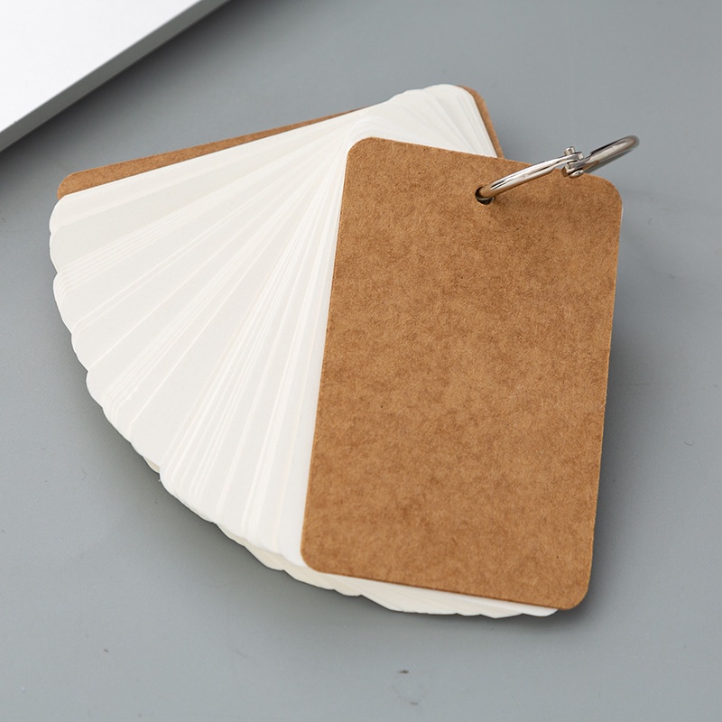 50 Pages Iron Ring Handwritten Memo Hard Blank English Word Card Loose ...