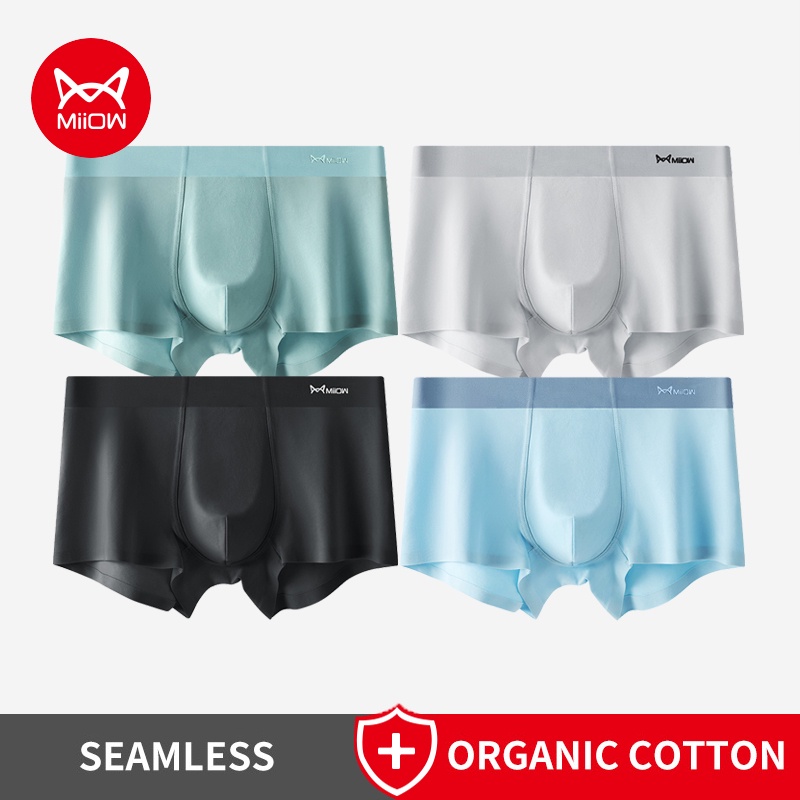 MiiOW 4Pcs Cotton Men's Panties Graphene Antibacterial Men Underwear ...