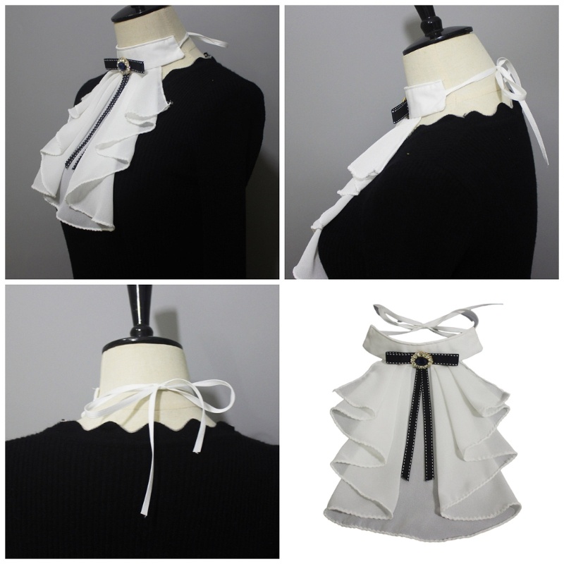 Cons Victorian Vintage Chiffon Neck Ruff Ruffle Collar Layered Clown ...