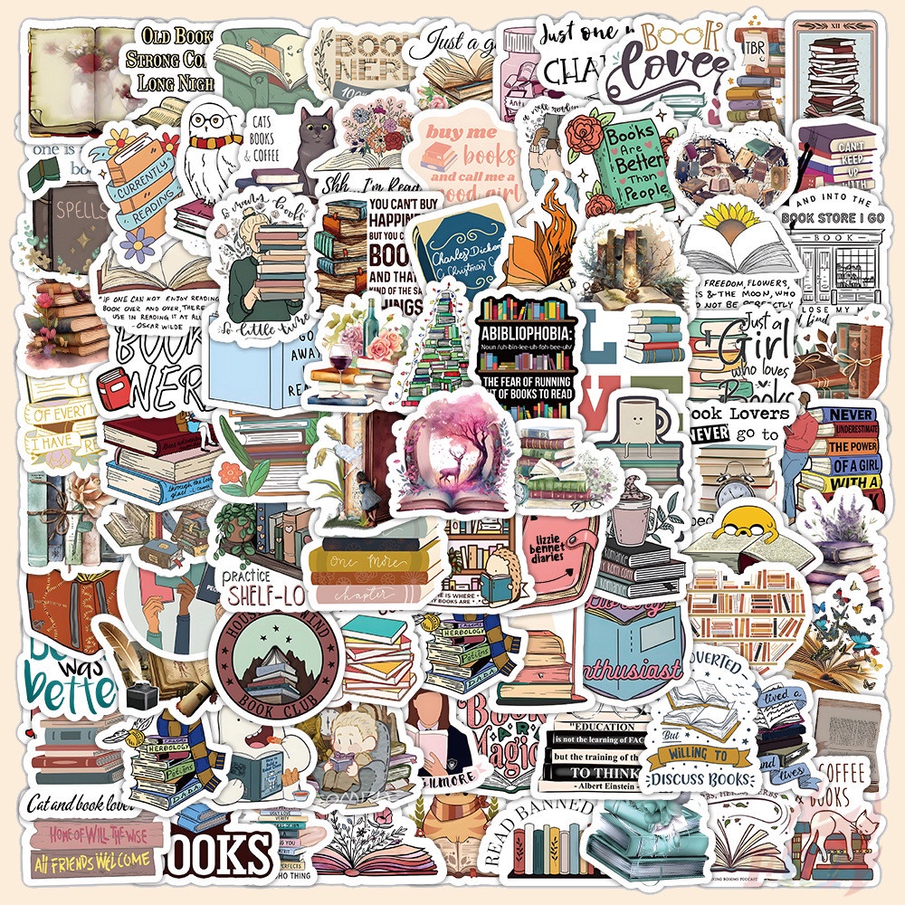 100Pcs/Set Funny Reading Art Mini Stickers DIY Fashion Waterproof ...