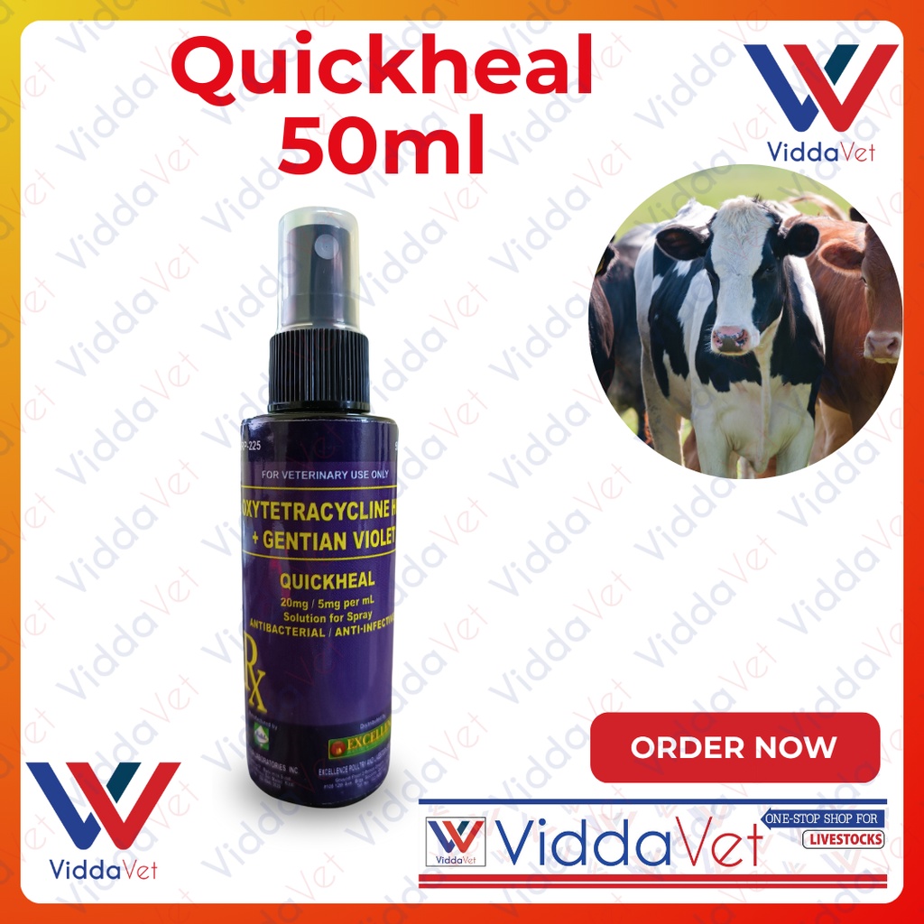 Viddavet 50ml Quickheal oxytetracycline HCI plus gentian violet anti ...