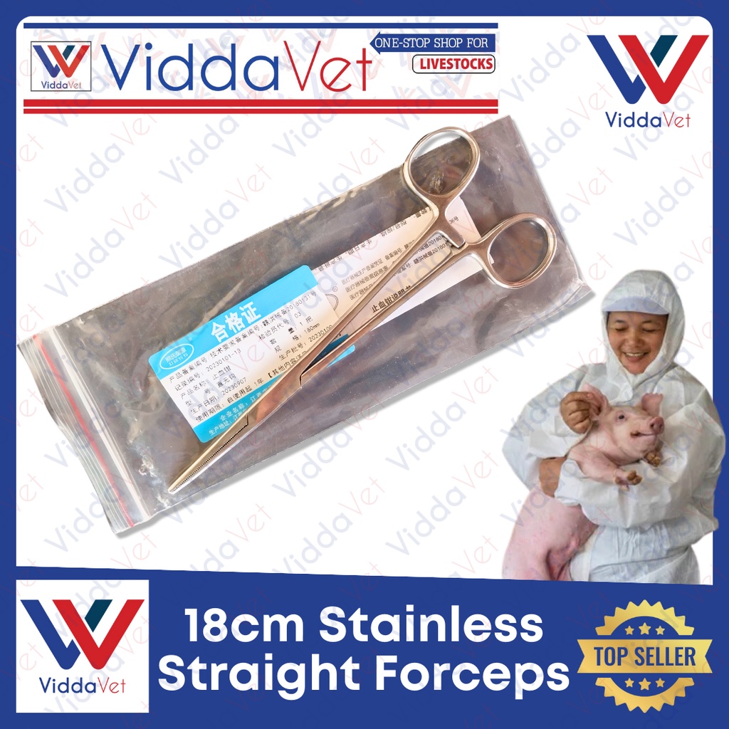 18 cm Forceps Straight Big viddavet Stainless Veterinary Hemostatic ...