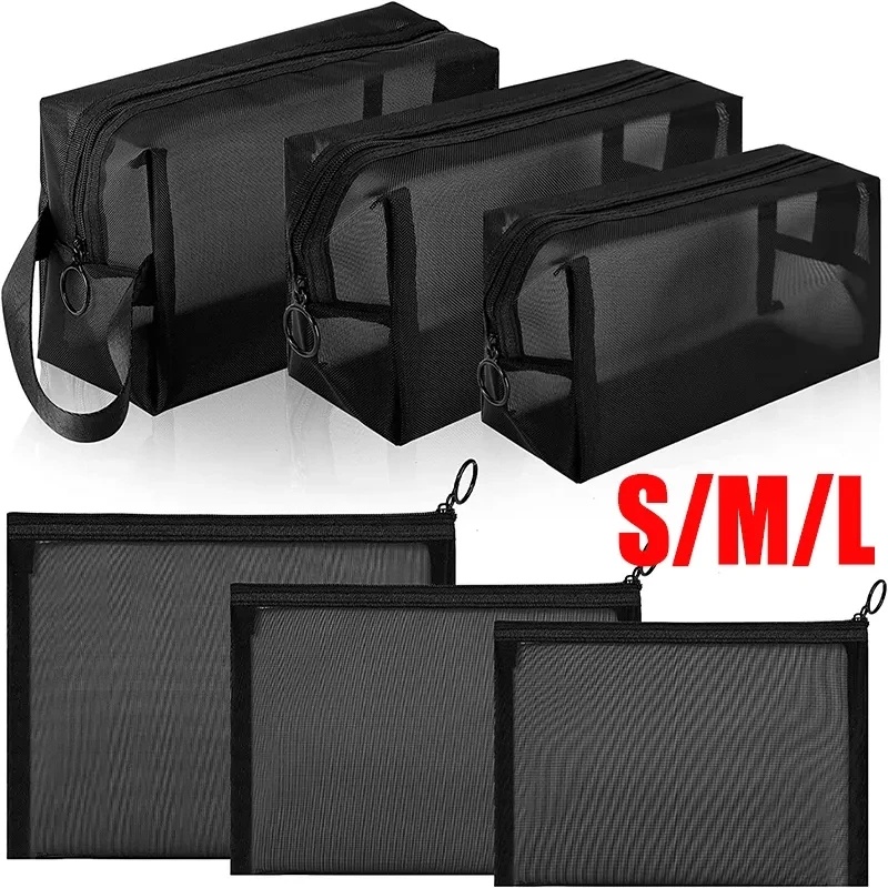 Transparent Mesh Makeup Case Organizer Storage Pouch/Travel Black Mesh ...