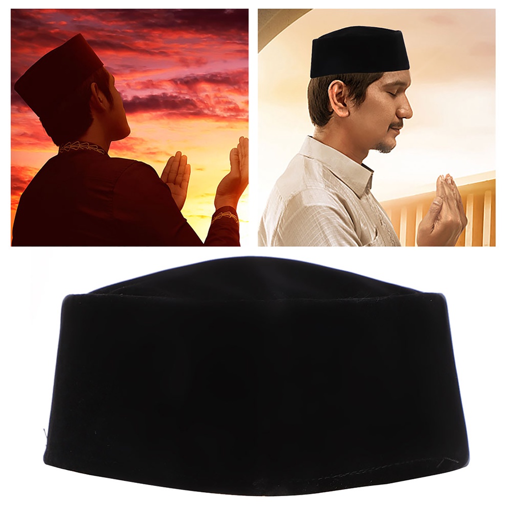 EAS-Muslim Hat Male Black Southeast Asian Malay Islamic Worship Soft ...