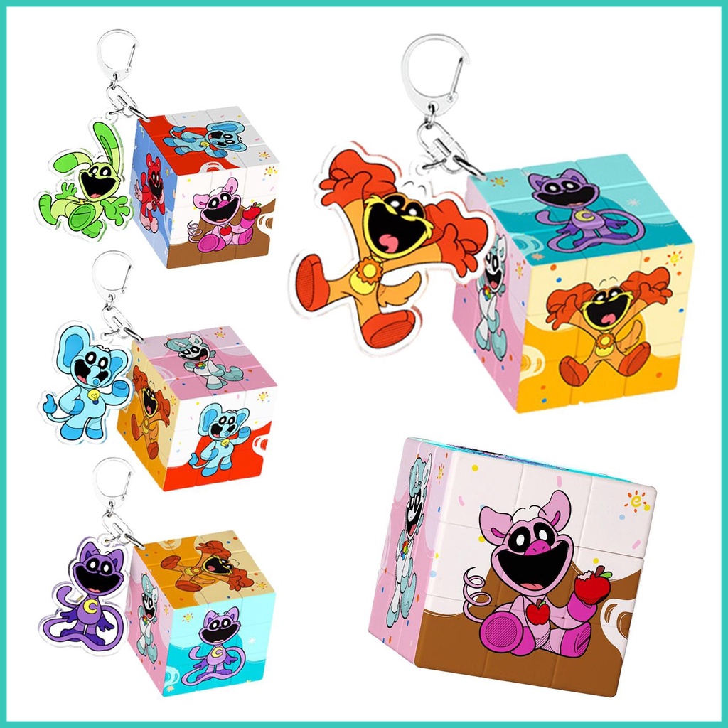 Poppy Playtime Smiling Critters Rubik's Cube Keychain Cartoon Pendant ...